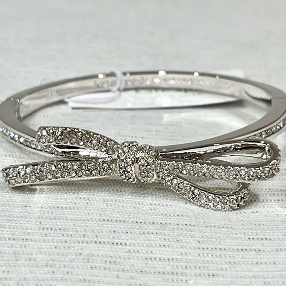 kate spade | Jewelry | Nwt Kate Spade Ny Silver Tone Pave Tied Up Bow ...